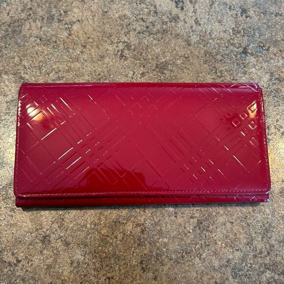 Burberry | Bags | Burberry Patent Leather Red Long Snap Wallet | Poshmark